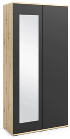 Eka Šatní skříň Trinity 90 cm, se zrcadlem Barva dřeva: Dub Artisan/Černá