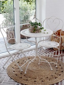 Krémová antik zahradní souprava stůl a 2 židle - Ø 60*74 / 2x 50*37*94 cm
