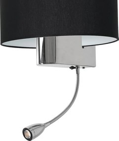 Nástěnné svítidlo Napoli, 1x černé textilní stínítko + 1xLED 1w, ch