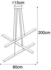 Závěsné svítidlo černé vč. LED 3-stupňové stmívatelné 6-světlo - Jolanta