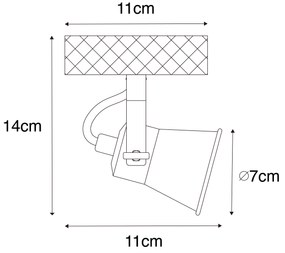 Rustikální bodové světlo černé se dřevem nastavitelné - Jelle