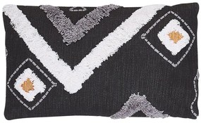 Tkaný bavlněný polštář s geometrickým vzorem 30 x 50 cm černý VIBURNUM Beliani