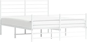 vidaXL Kovový rám postele s hlavovým a nožním čelem 120 x 200 cm [352384] Barva: Bílá