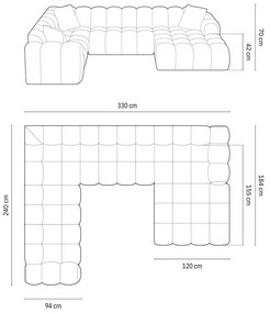 Světle hnědá žinylková rohová pohovka (levý roh/do "U") Treno – Cosmopolitan Design