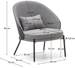 Černo-šedé křeslo Eamy – Kave Home