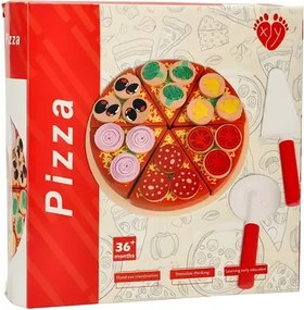 KIK Dřevěná pizza s příslušenstvím / Hra na vaření / 27 dílků / dřevo