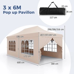Costway Pavilon skládací pavilon s 6 odnímatelnými bočními stěnami a pytli