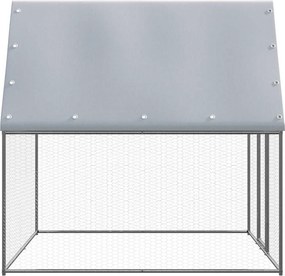 Klec pro kuřata stříbrná a šedá 2 x 2 x 2 m pozinkovaná ocel 155886