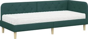 Rohový rám postele Tmavě zelená 80 x 200 cm textil 3394105