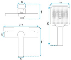 Nástěnná vanová baterie REA ARGUS, černá mat
