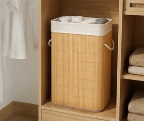 koš na prádlo, objem 40 l, bez víka, bambus, 49,5x39x20 cm, přírodní, Dekorino KP20260002