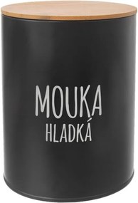 Kulatá plechová dóza HLADKÁ MOUKA Black