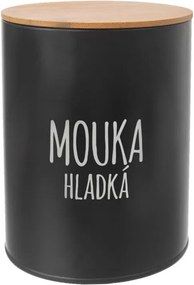 Kulatá plechová dóza HLADKÁ MOUKA Black