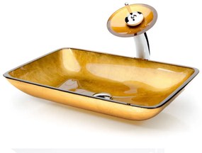 Waterfall Zlatý umyvadlový set obdelníkový Orange Gold