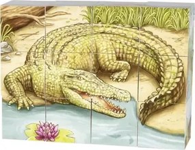 GOKI Dřevěné kostky Australská zvířátka / 12 kostek / od 3 let