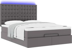 Osmanský rám postele s matrací šedá 140x190cm umělá kůže 3313853