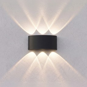 Toolight Toolight, JNH040-6G, venkovní LED nástěnné svítidlo nahoru/dolů, 6 LED, 12 W, 4000 K, IP44, černá matná, OSW-56231