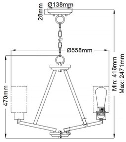 Elstead DERYN lustr do obýváku 3xE27