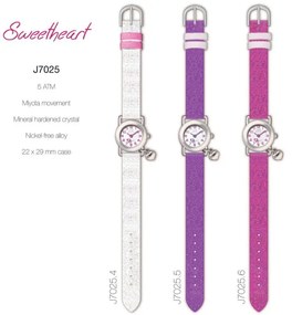 Dětské růžové náramkové hodinky JVD basic J7025.6 se srdíčkem
