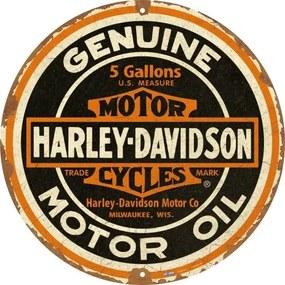 Postershop Plechová cedule: Harley-Davidson - Genuine Motor Oil - 35x35 cm