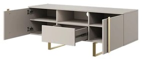 TV stolek Verica 150 cm s výklenkem - kašmírová / zlaté nožky