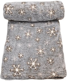 Svítící mikroplyšová deka Hvězdičky šedá 150x200cm