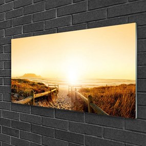 Obraz na skle Stezka Pláž Moře 100x50 cm