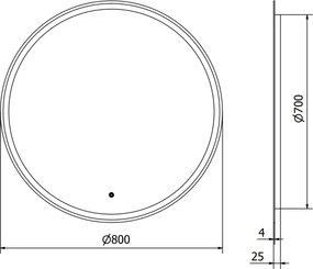 Mexen Gobi, LED kulaté koupelnové zrcadlo s podsvícením 80 cm, 6000K, ochrana proti zamlžování, 9801-080-080-611-00