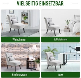 HOMCOM polohovací křeslo TV křeslo s opěrným polštářem, zvýšené nohy, lněná šedá 52.5x69x77cm pro pohodlnou relaxaci | Aosom.de