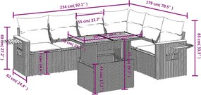 7dílná zahradní sedací souprava s poduškami černá polyratan 3273534