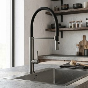Dřezová baterie REA VIERA s flexibilním raménkem a sprškou, titan