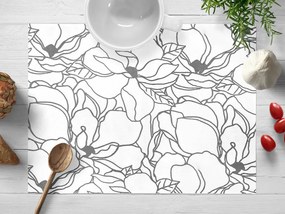 Biante Bavlněné prostírání na stůl Sandra SA-271 Šedé designové květiny na bílém 35x45 cm