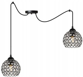 Závěsné svítidlo Crystal Spider, 2x černé křišťálové stínítko