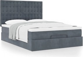 Osmanský rám postele s matracemi tmavě šedá 140x190cm samet 3313614