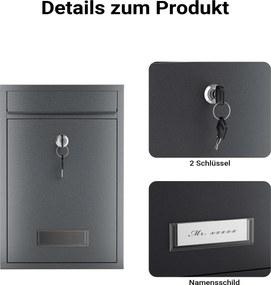 Poštovní schránka Wiltec – antracitová (60132)