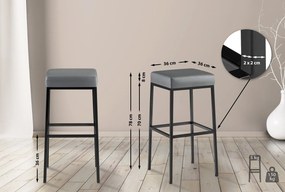 Sada 2 barových židlí Montreal 80 umělá kůže černá konstrukce – šedá