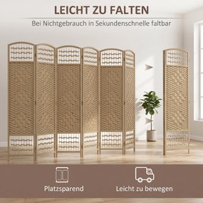 HOMCOM 6-panelový paraván 240x170 cm skládací dělicí stěna s papírovým provázkem a dřevěným rámem pro ložnici a obývací pokoj