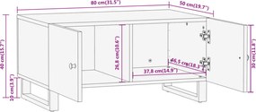 vidaXL Konferenční stolek hnědý a černý 80x50x40 cm masivní mangovník [356788]