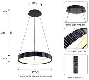 Brilagi - LED Stmív. lustr na lanku FALCON MODERN LED/30W/230V 40 cm černá + DO