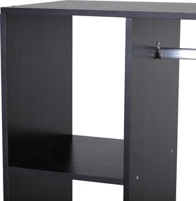 HOMCOM Skříň na kolečkách s otevřeným designem pro oblečení s ramínkovou tyčí a policemi organizátor pro ložnici 80x40x128 cm Černá