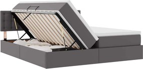 Postel s úložným prostorem s čelo Šedá 200 x 200 cm Umělá kůže 3370911