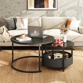Aosom Konferenční stolek 2 ks set, flexibilní 2‑v‑1 design, moderní design, 80x80x48,2 cm, černá