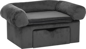 Pohovka pro psy se zásuvkou tmavě šedá 75 x 50 x 38 cm plyš 171079