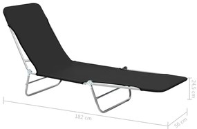 vidaXL Marketos Skládací zahradní lehátka 2 ks ocel a látka černá