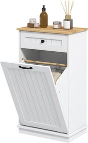 HOMCOM Koupelnová Úložná Skříňka S Vaničkou Na Prádlo A Zásuvkou, Design Proti převrácení, Moderní Koupelnový Nábytek 52x33x90 cm Bílá