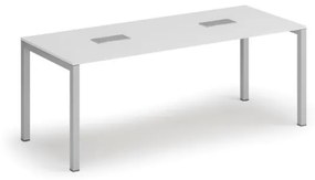 Stůl SQUARE 2000 x 800 x 750, bílá + 2x stolní zásuvka TYP IV, stříbrná