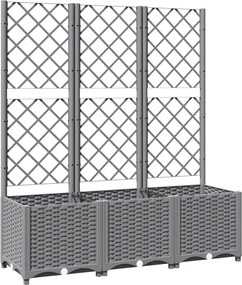 Zahradní truhlík s treláží světle šedý 120 x 40 x 136 cm PP 153274