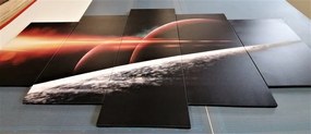 5-dílný obraz planety v galaxii - 200x100 cm
