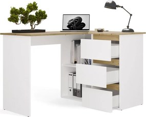 Rohový psací stůl Nicea pravý dub artisan/bílý
