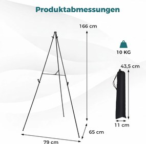Costway 6 Kus lehký stojan 166 cm skládací plátěný stojan se stativem a kovovými